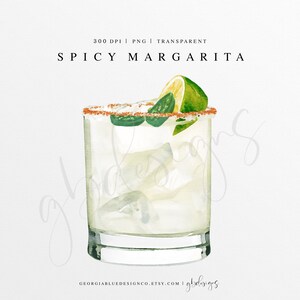 Spicy Margarita Watercolor Clipart | Jalapeno Margarita Drink ...