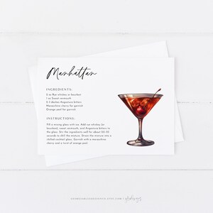 Cocktail Recipe Cards Template, Editable Recipe Cards, Recipe Cards ...