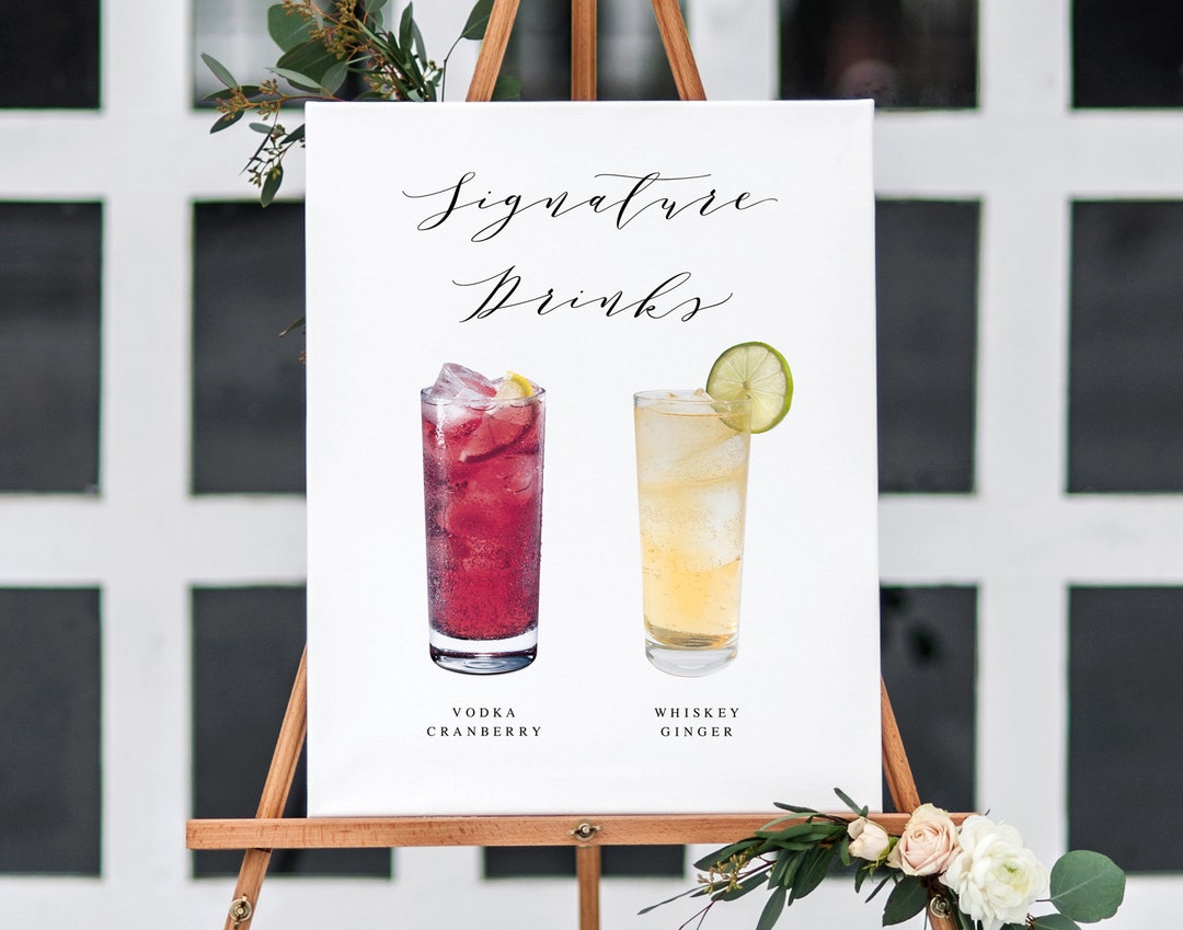 Printable Signature Cocktails Sign Editable Signature - Etsy