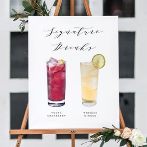 Printable Signature Cocktails Sign Editable Signature - Etsy