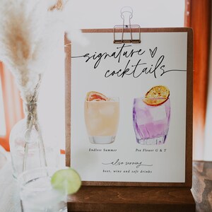 Printable Signature Cocktails Sign Editable Signature - Etsy