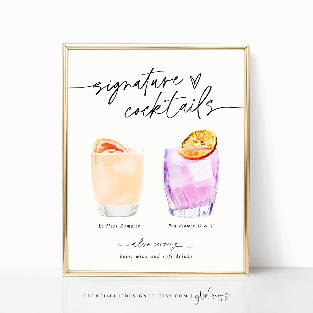 Printable Signature Cocktails Sign Editable Signature Cocktails ...