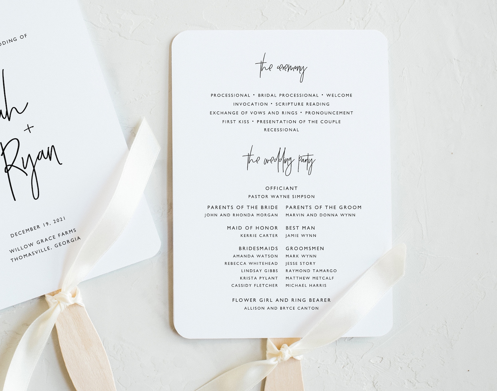Wedding Fan Program Template | Printable Wedding Program | Printable ...
