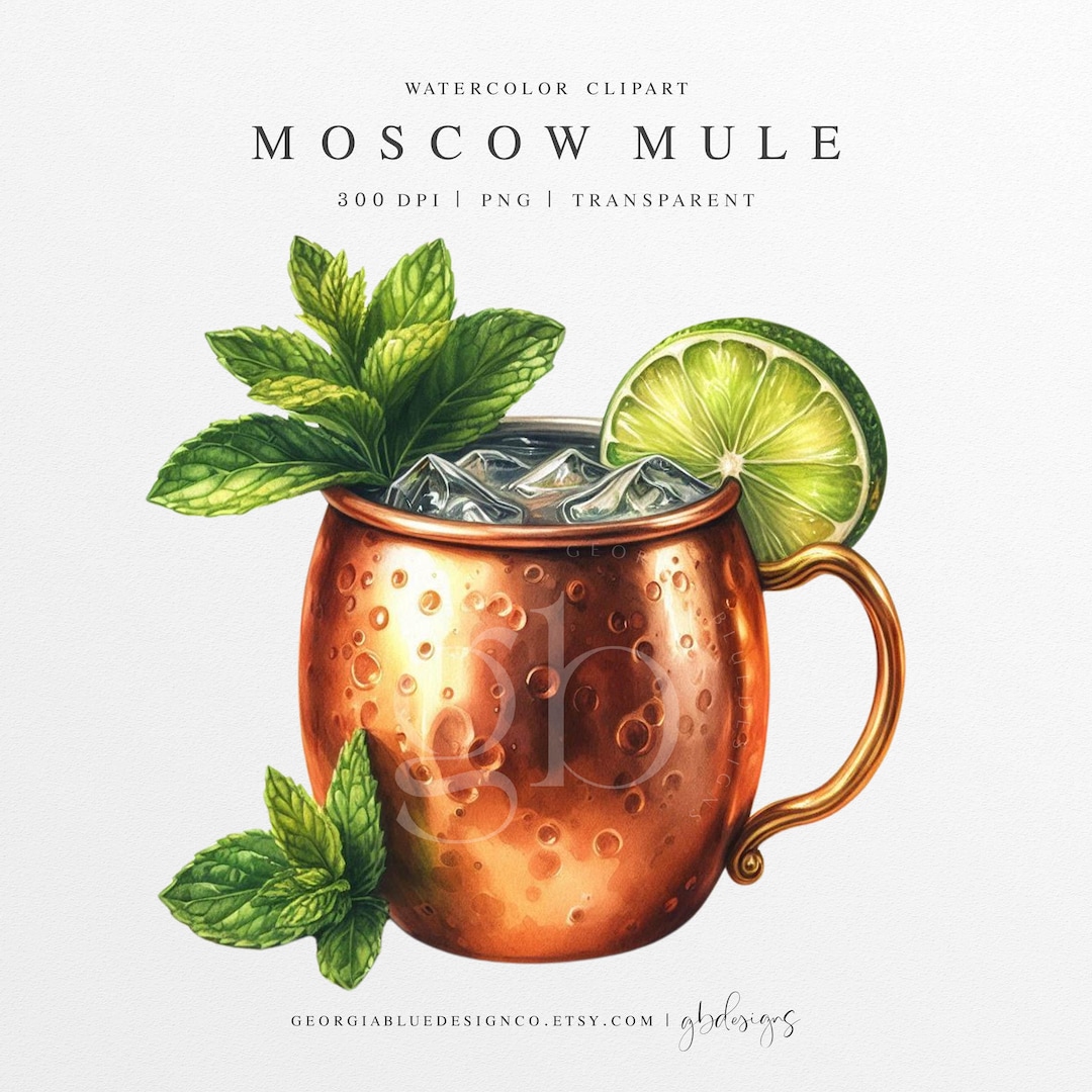 Moscow Mule Watercolor Clipart, Moscow Drink Illustration, Custom ...
