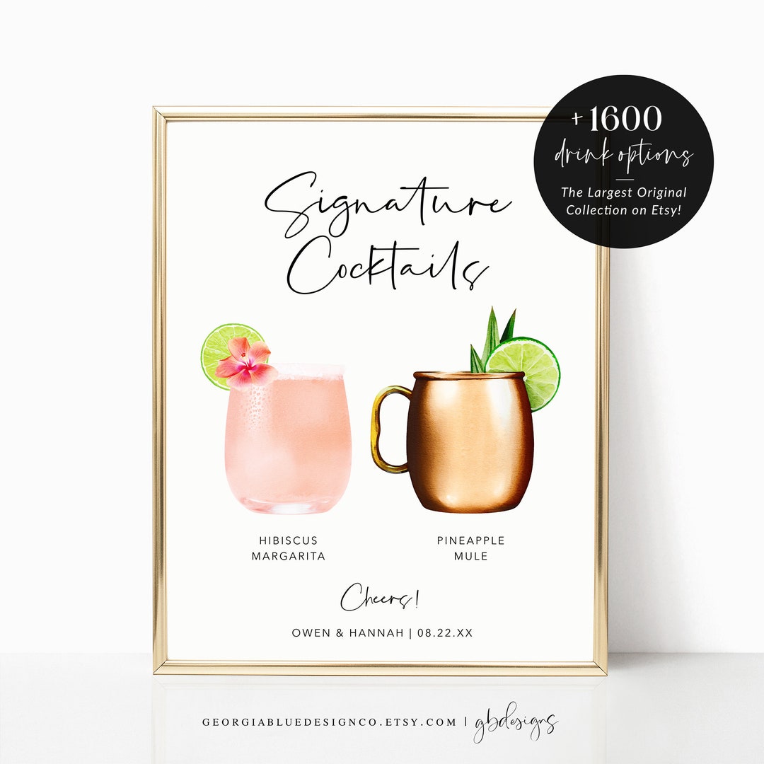 Printable Signature Cocktails Sign Editable Signature Cocktails ...