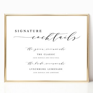 Printable Signature Cocktail Sign | Printable Bar Menu Sign | Bar Menu ...