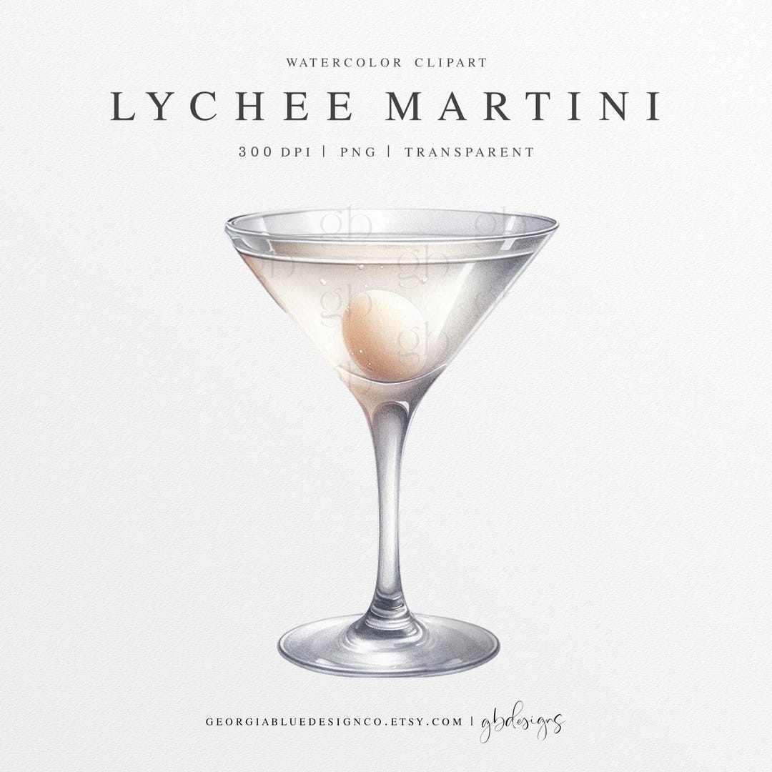 Lychee Martini Watercolor Clipart, Lychee Martini Drink Illustration ...