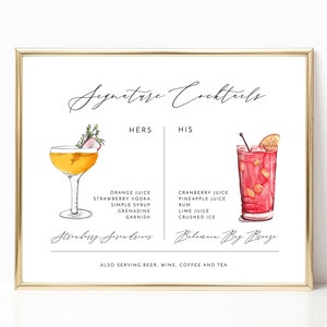 Printable Signature Cocktails Sign Editable Signature - Etsy