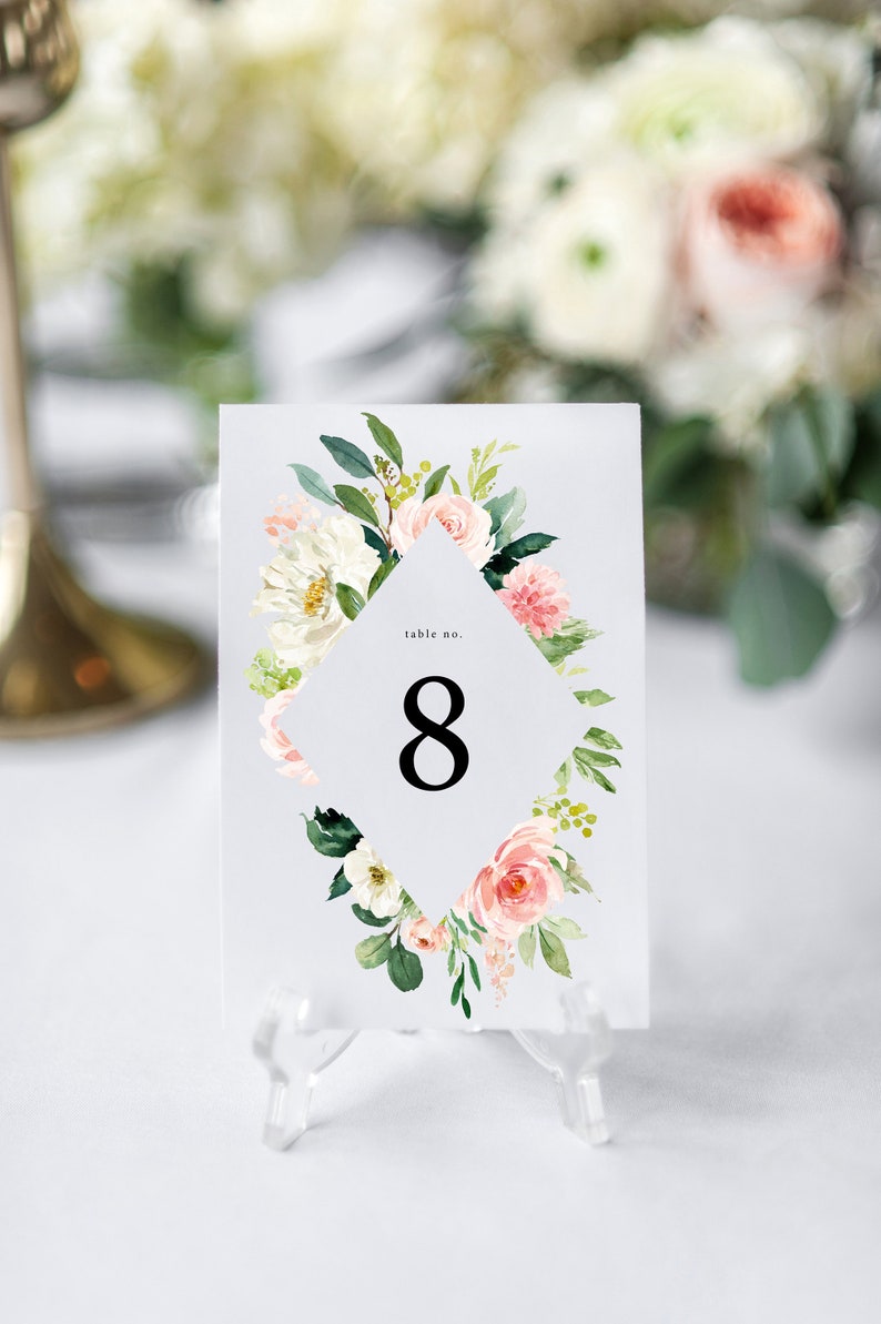 Printable Table Numbers | Table Number Template | Wedding Table Numbers ...