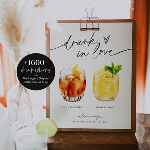 Printable Signature Cocktails Sign | Editable Signature Cocktails Template | Printable Bar Menu ...