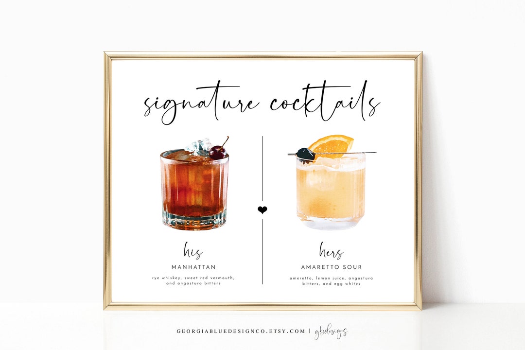 Printable Signature Cocktails Sign | Editable Signature Cocktails ...