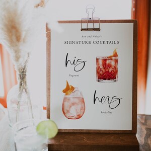 Printable Signature Cocktails Sign Editable Signature - Etsy