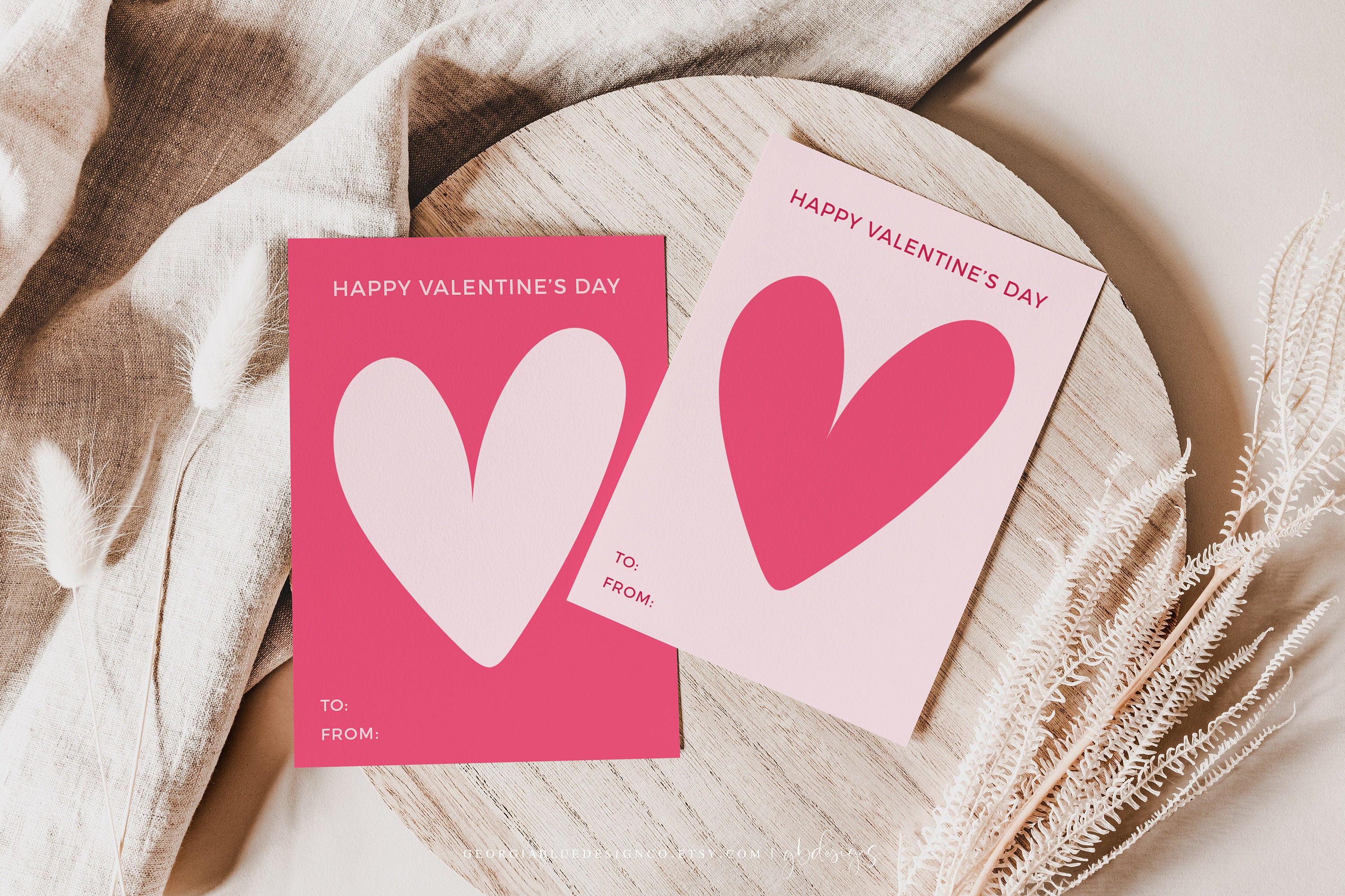 Printable Valentines Cards | Pink Heart Valentine Cards | Classroom ...