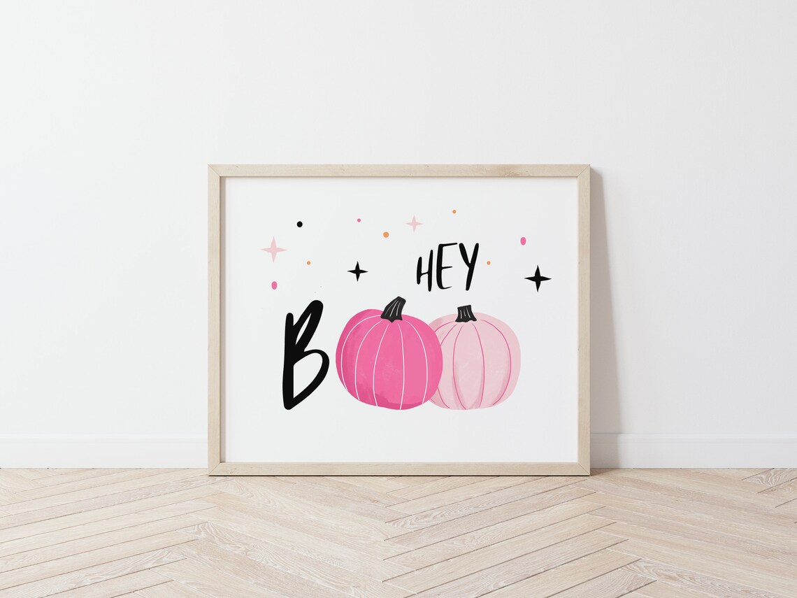 Cute Halloween Printable Pink Halloween Printable Hey Boo | Etsy