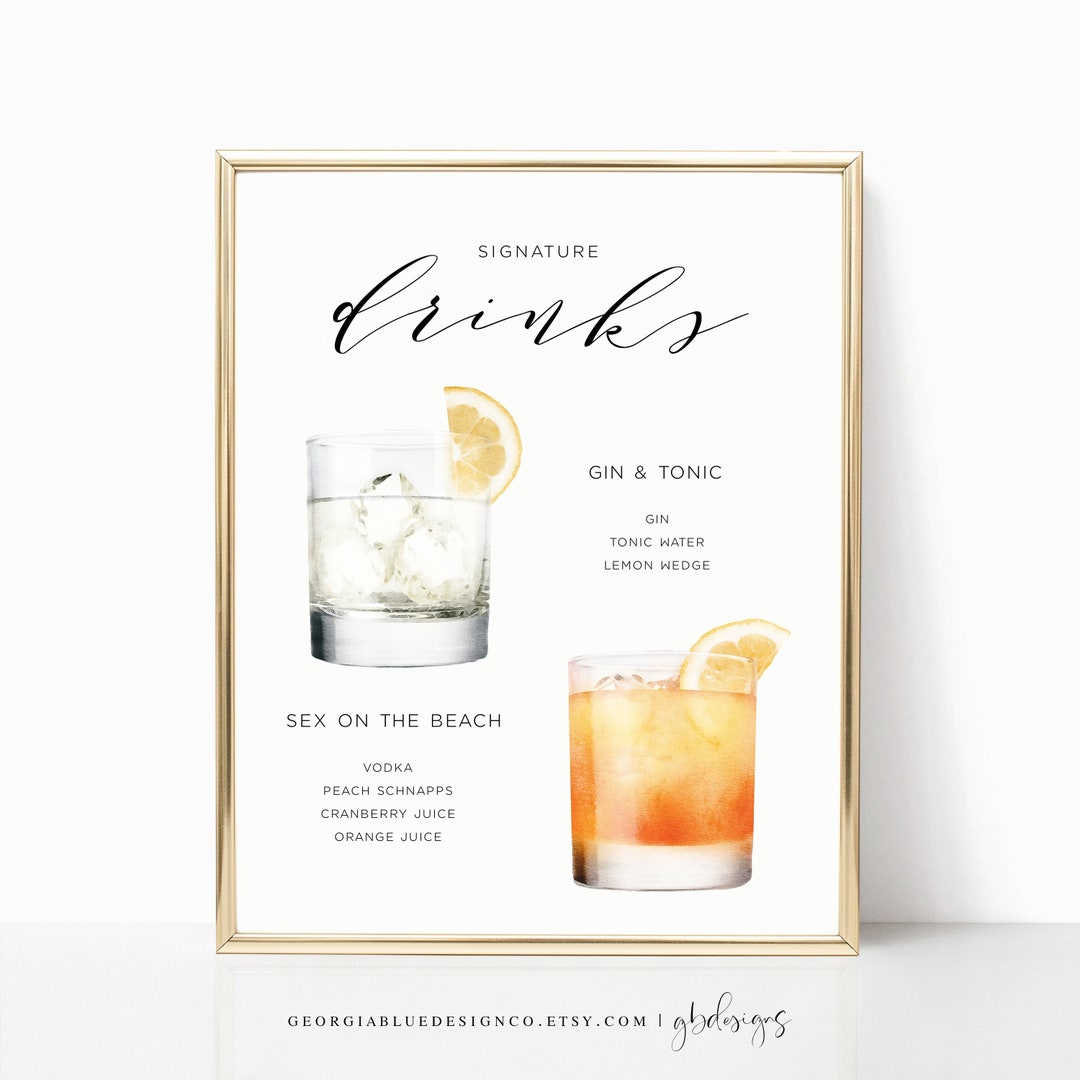 Printable Signature Cocktails Sign | Editable Signature Cocktails ...