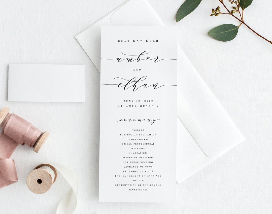 Printable Wedding Program Template Printable Wedding - Etsy