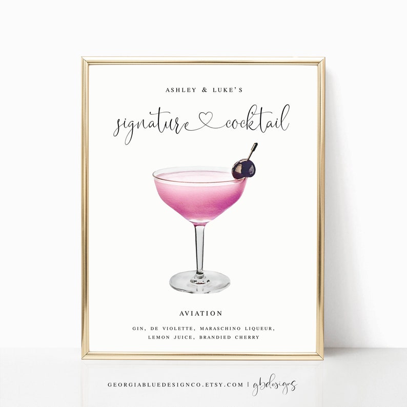 Printable Signature Cocktails Sign | Editable Signature Cocktails ...