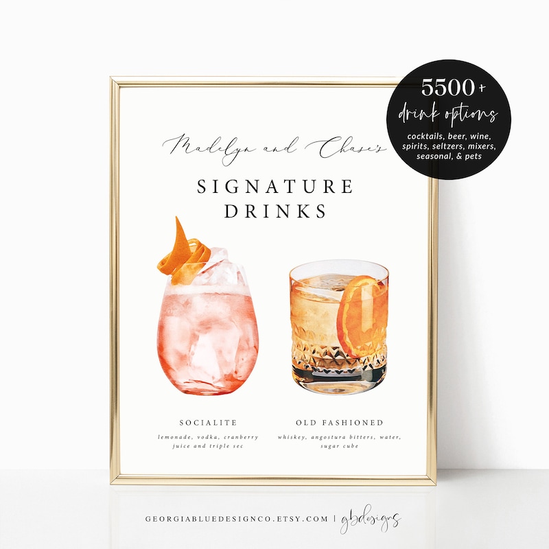 Signature Drink Sign - Etsy