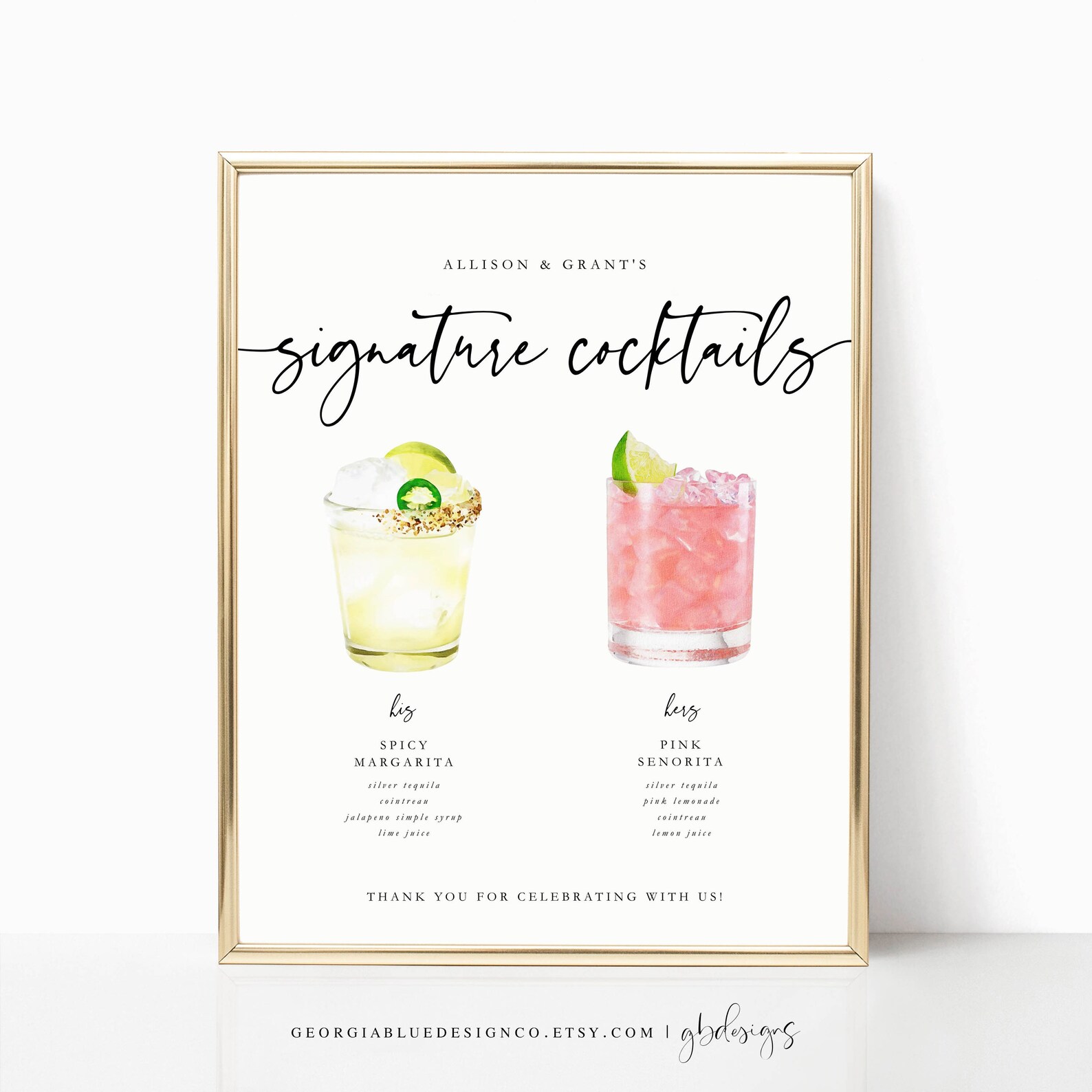 Printable Signature Cocktails Sign Editable Signature - Etsy