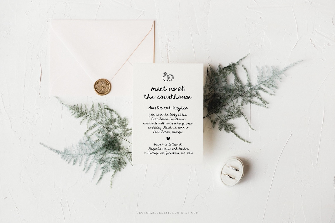 Minimalist Elopement Announcement Template, We Eloped Card, Printable ...
