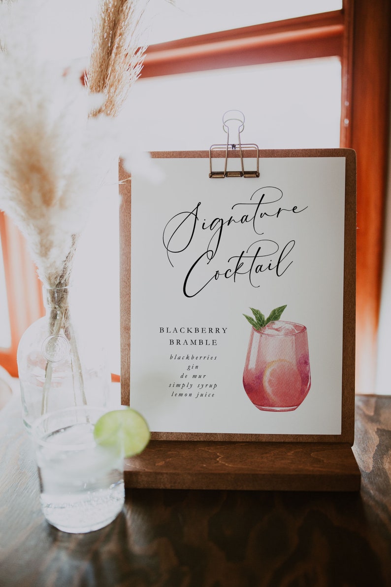 Printable Signature Cocktails Sign Editable Signature - Etsy