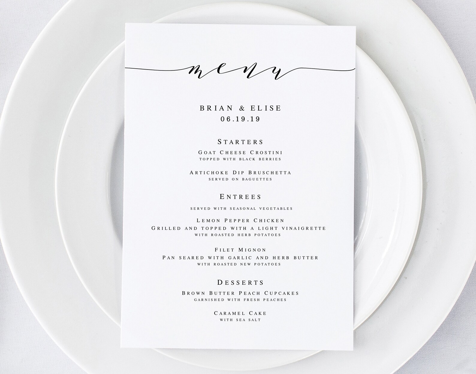 Printable Wedding Menu Wedding Menu Template Wedding Menu - Etsy