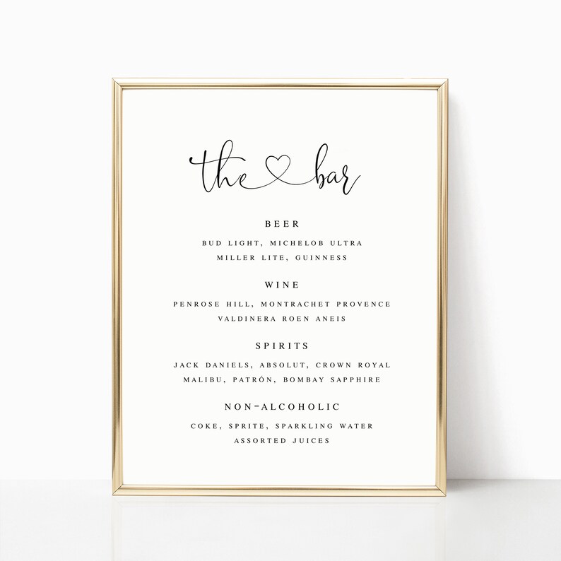 Printable Bar Menu Bar Menu Template Open Bar Printable - Etsy