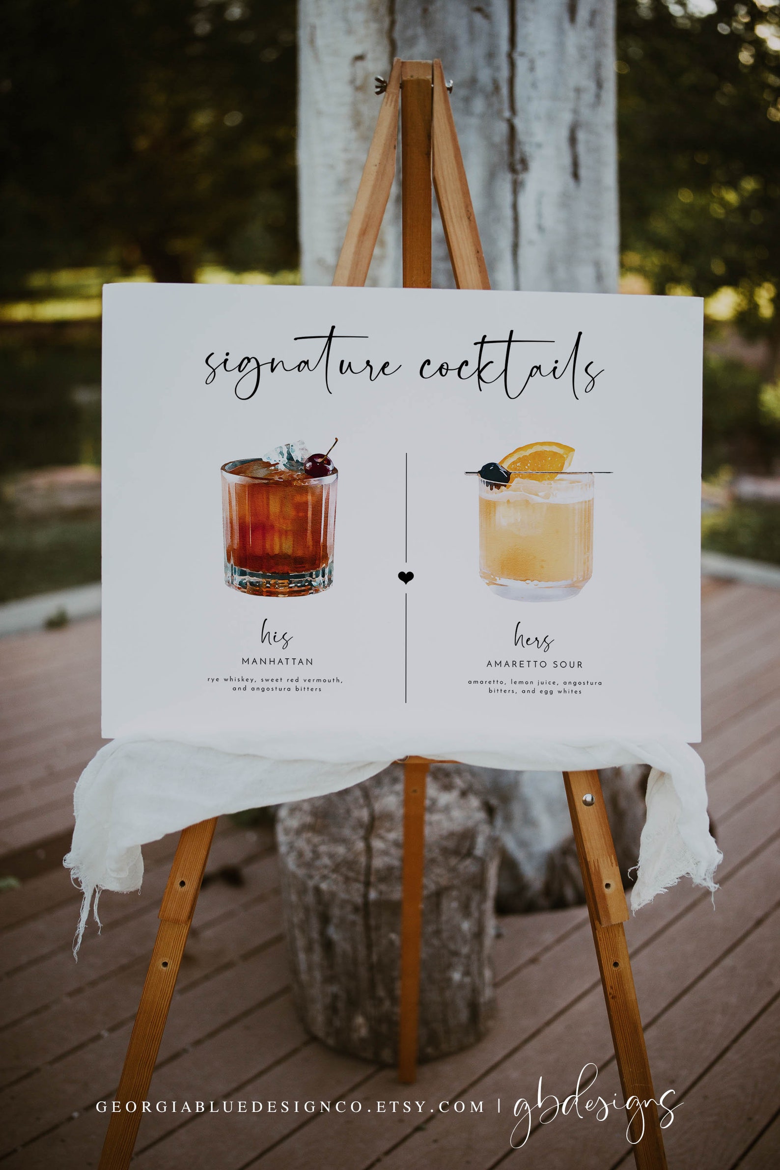 Printable Signature Cocktails Sign Editable Signature - Etsy
