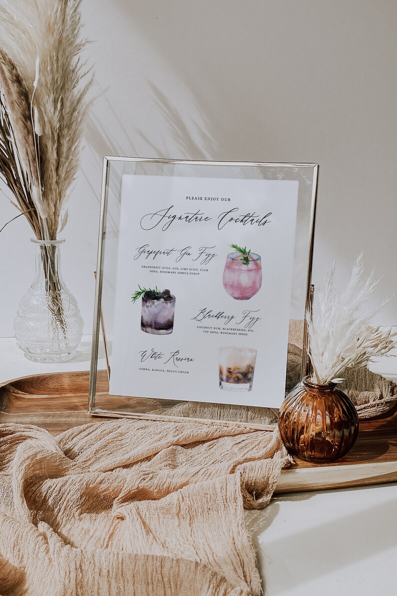 Printable Signature Cocktails Sign Editable Signature - Etsy