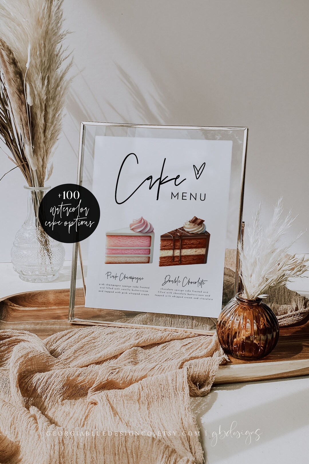 Wedding Cake Flavors Sign, Wedding Cake Menu Template, Printable Cake ...