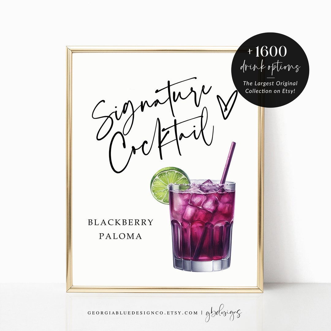 Printable Signature Cocktails Sign | Editable Signature Cocktails ...
