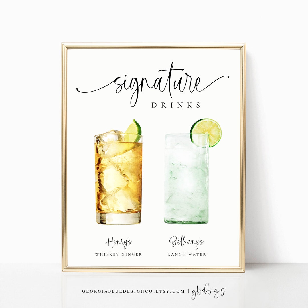 Printable Signature Cocktails Sign | Editable Signature Cocktails ...