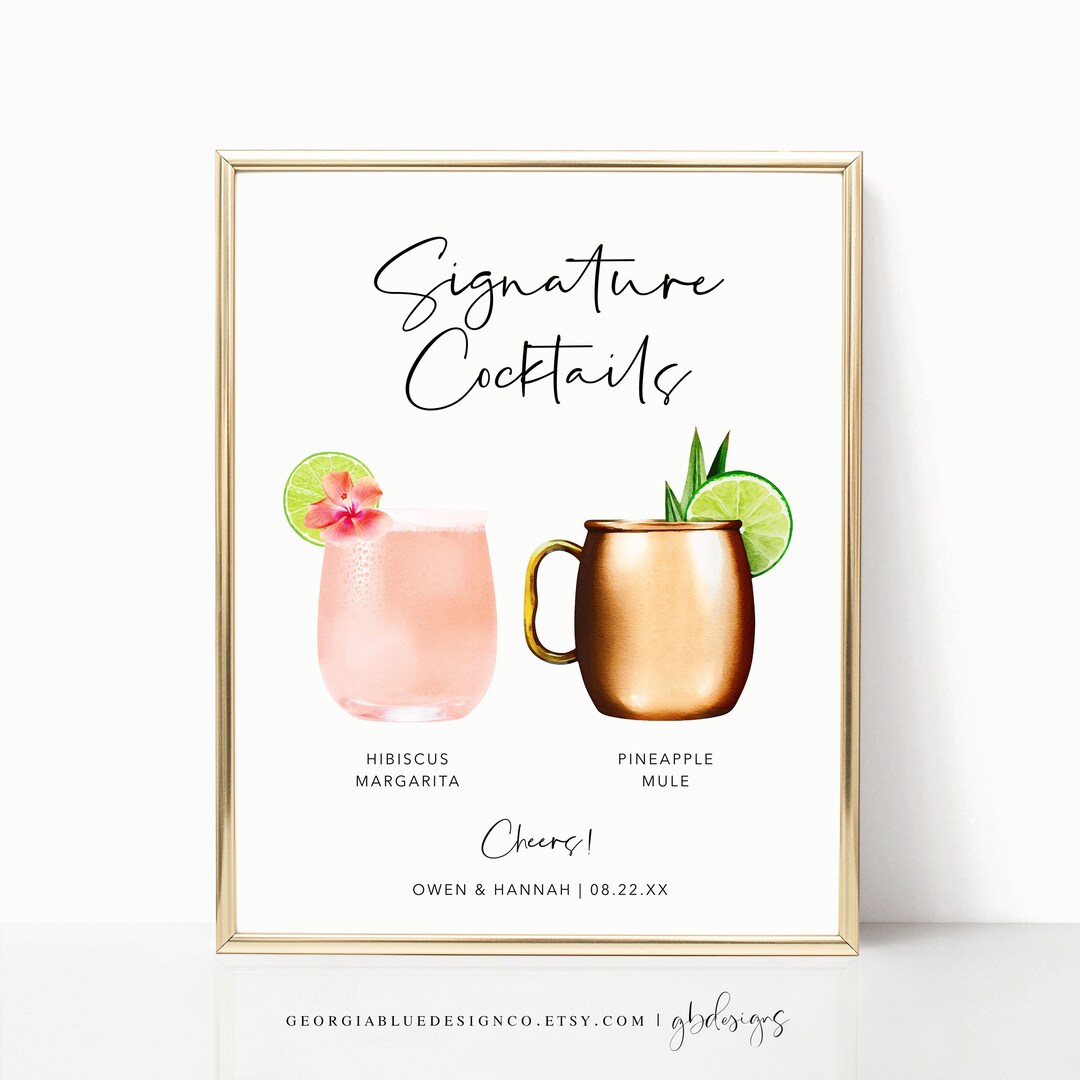 Printable Signature Cocktails Sign Editable Signature - Etsy