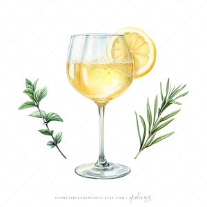 Aperol Spritz Watercolor Clipart | Limoncello Spritz Drink Illustration ...