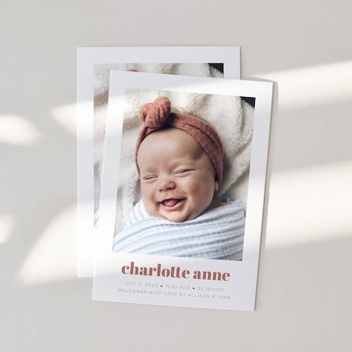 Birth Announcement Card TEMPLATE Newborn Baby Photo Editable - Etsy