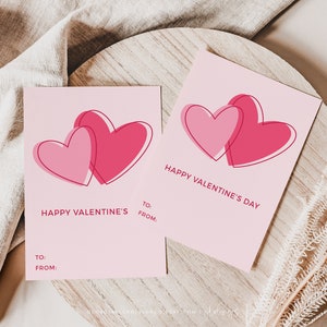 Printable Valentines Cards Pink Heart Valentine Cards Classroom ...