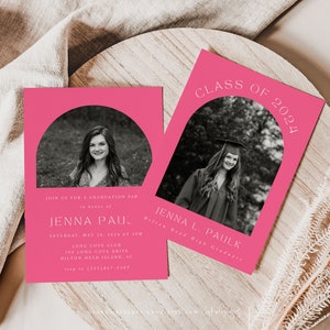 Pink Graduation Announcement Template 2024 | Pink Graduation Cards ...
