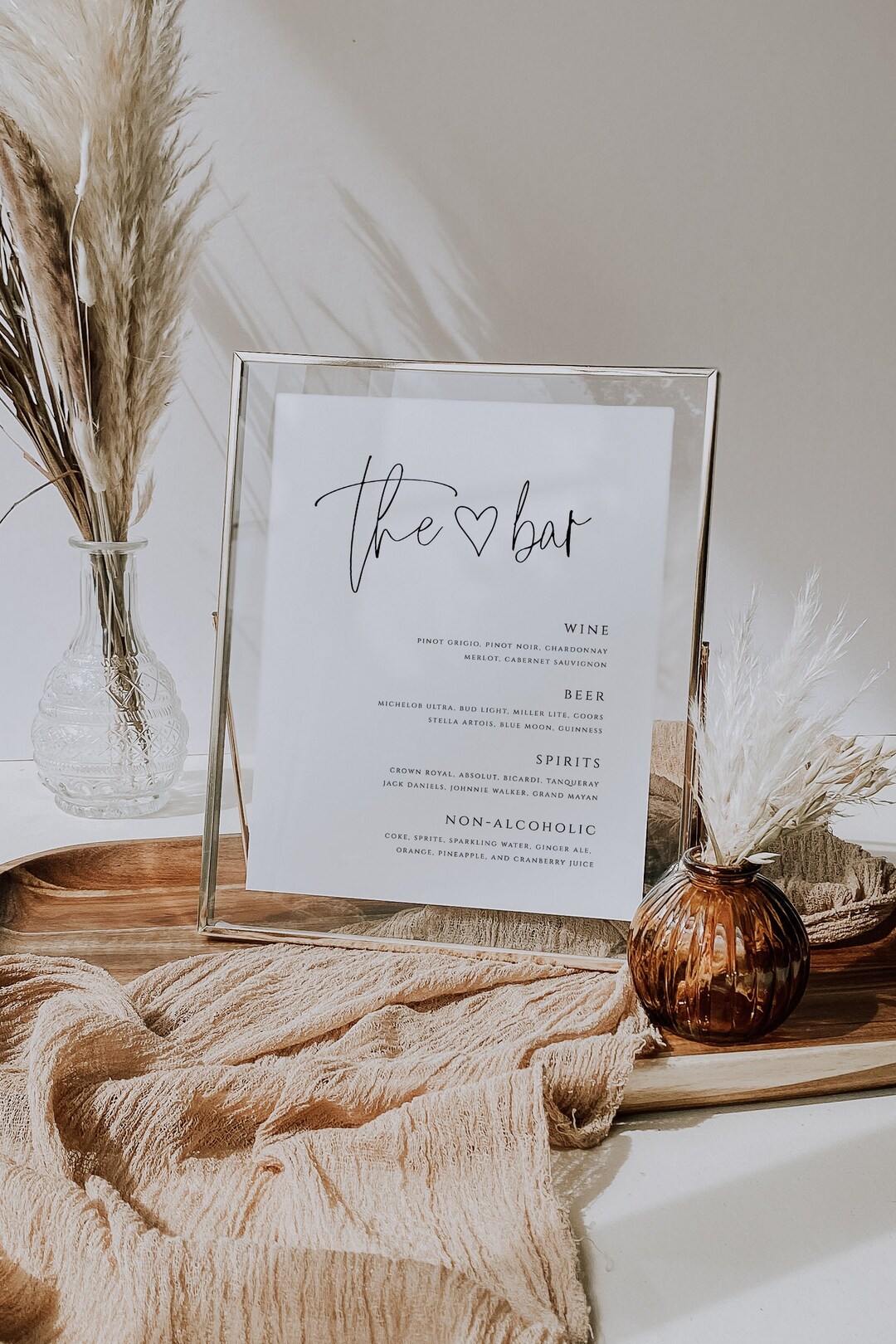 Printable Open Bar Menu | Bar Menu Template | Open Bar Sign | Wedding ...