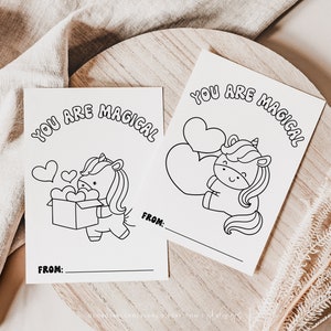 Coloring Valentines Cards Unicorn Valentine Cards Classroom Valentine's ...