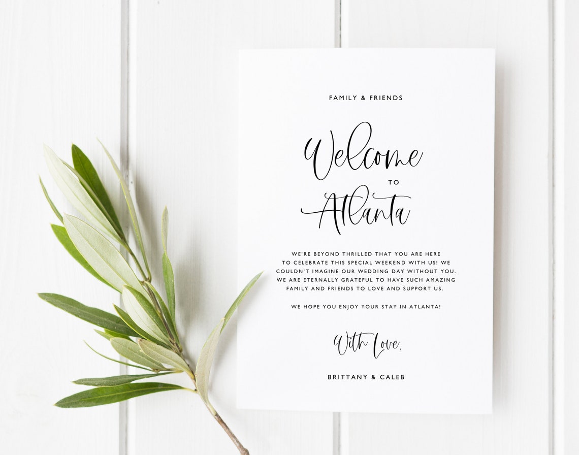 Printable Wedding Welcome Letter Wedding Welcome Bag Letter - Etsy