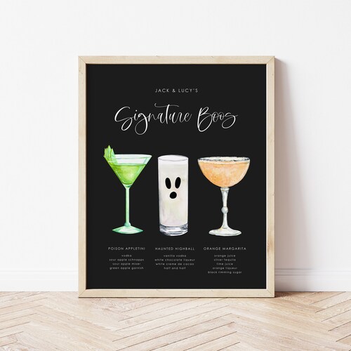 Halloween Bar Menu Printable Sign Halloween Signature | Etsy