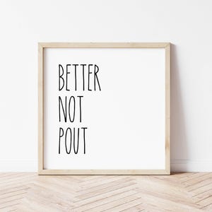 Better Not Pout Christmas Sign, Printable Christmas Sign, Rae Dunn ...