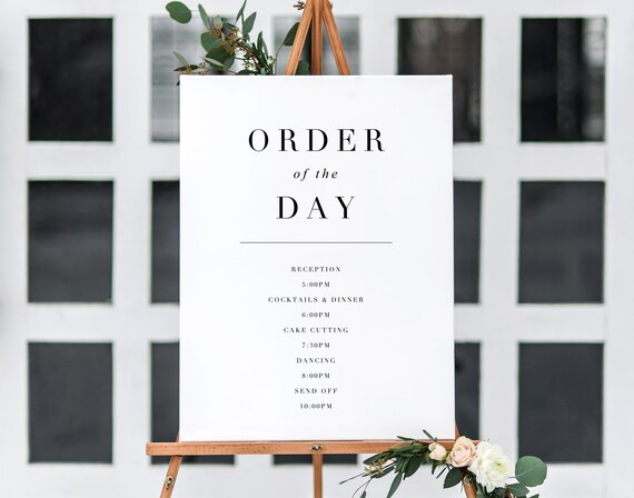 Printable Order of the Day Sign Order of the Day Template - Etsy