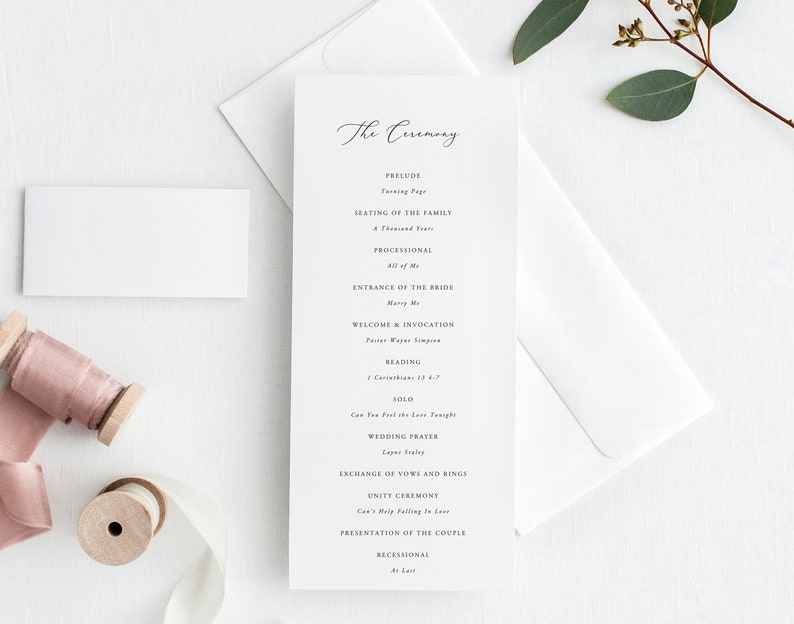 Bi fold Wedding Program Template Printable Wedding Programs Etsy