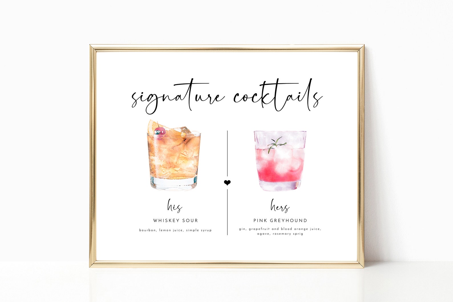 Printable Signature Cocktails Sign Editable Signature - Etsy