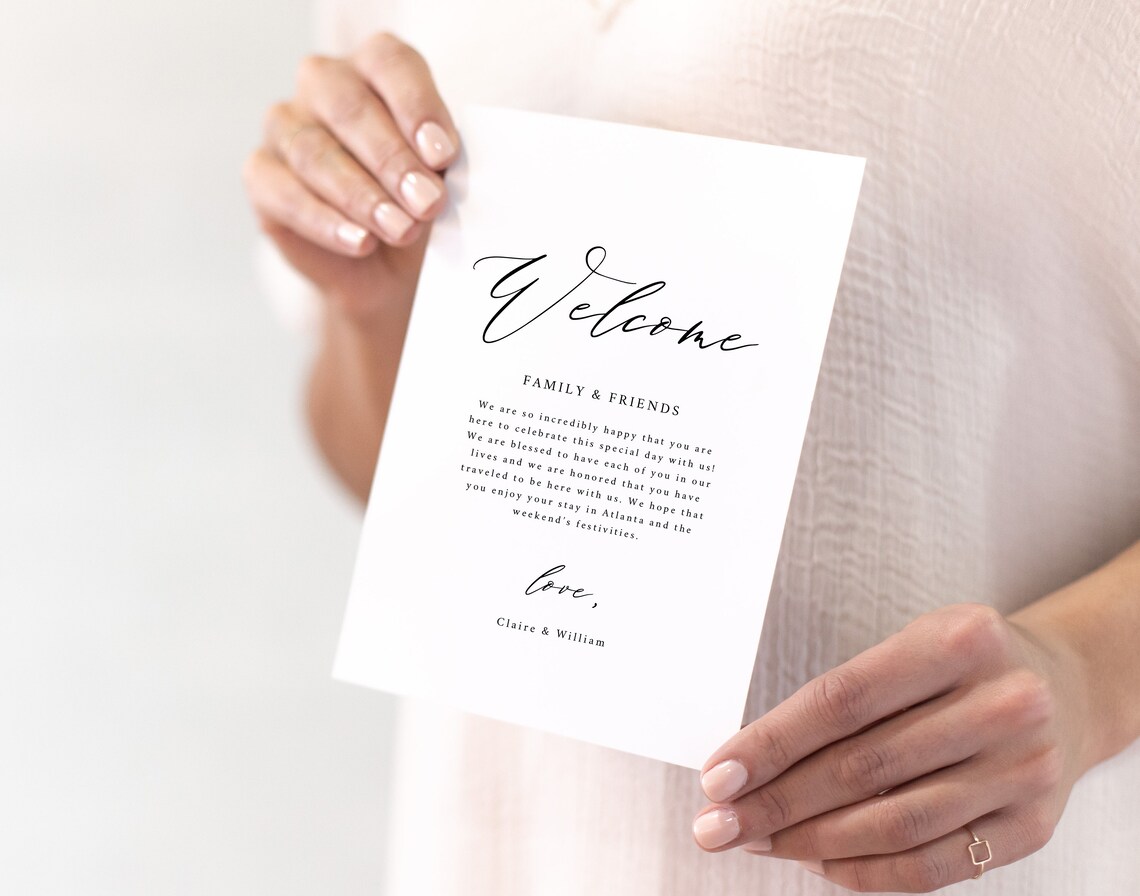 Printable Wedding Welcome Letter Wedding Welcome Bag Letter Etsy