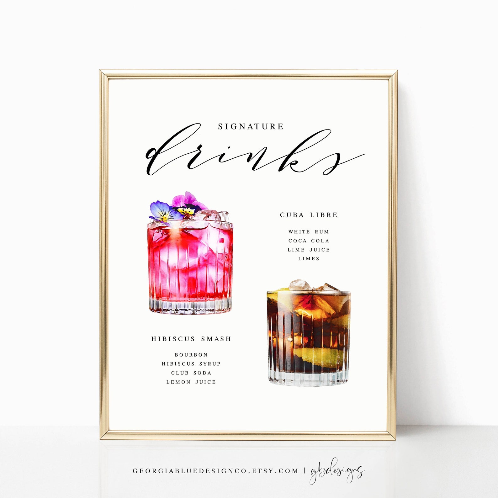 Printable Signature Cocktails Sign Editable Signature - Etsy
