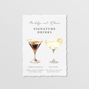 Deckled Edge Custom Signature Cocktail Sign, Signature Drink Sign ...