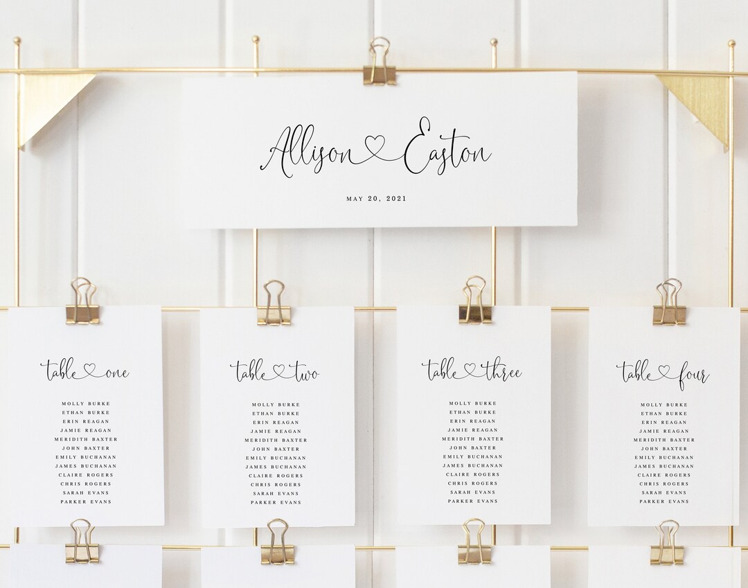 Seating Chart Cards | Seating Cards Template | Printable Seating Cards ...