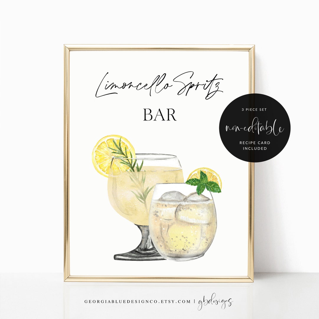 Printable Limoncello Spritz Bar Sign Set | Limoncello Bar Sign Template ...